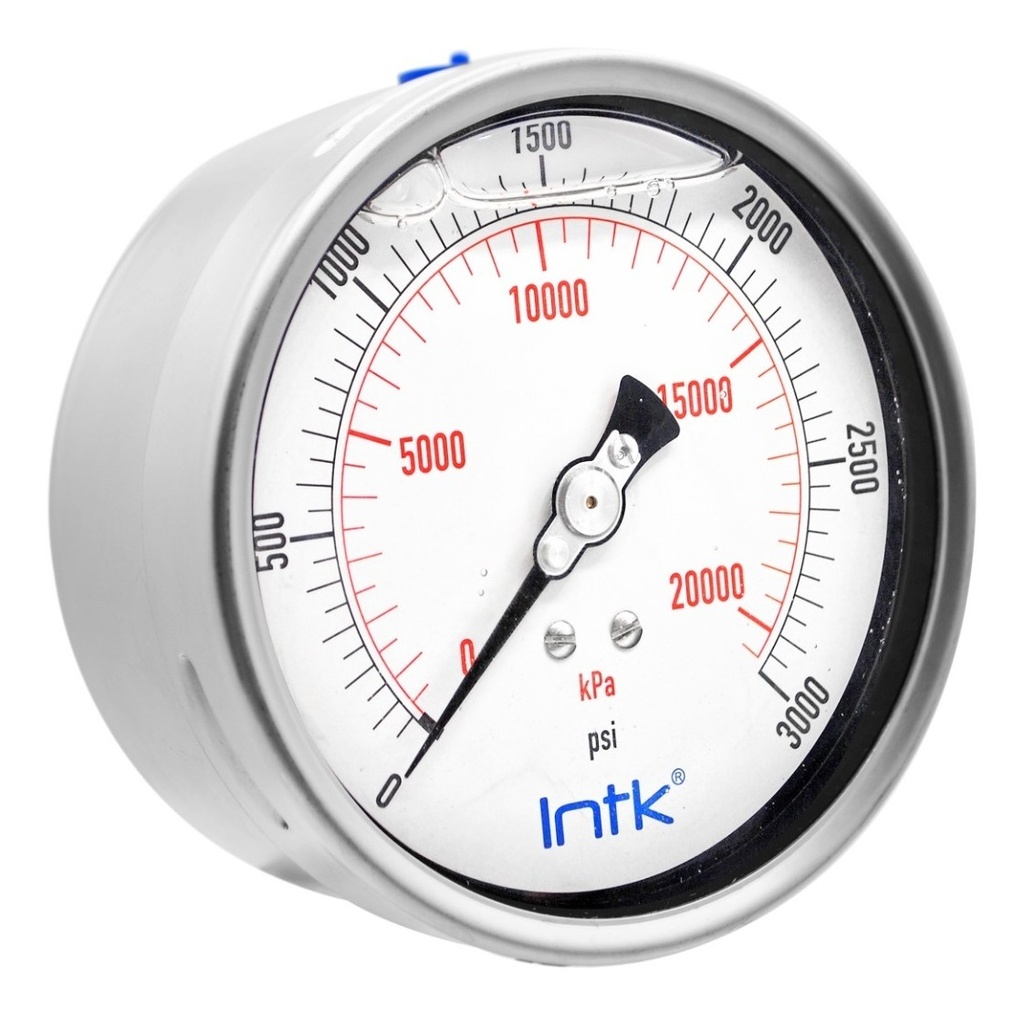 4” Liquid filled (O.E.M.), pressure gauge, 1/4” NPT, back connection, 0 to 3000 psi-kPa | Instrutek